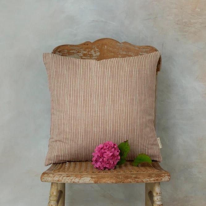 Pink Stripe Square Linen Cushion – Walk Mill Textiles